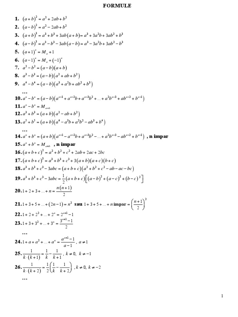 Formules Mathématiques Essentielles | PDF