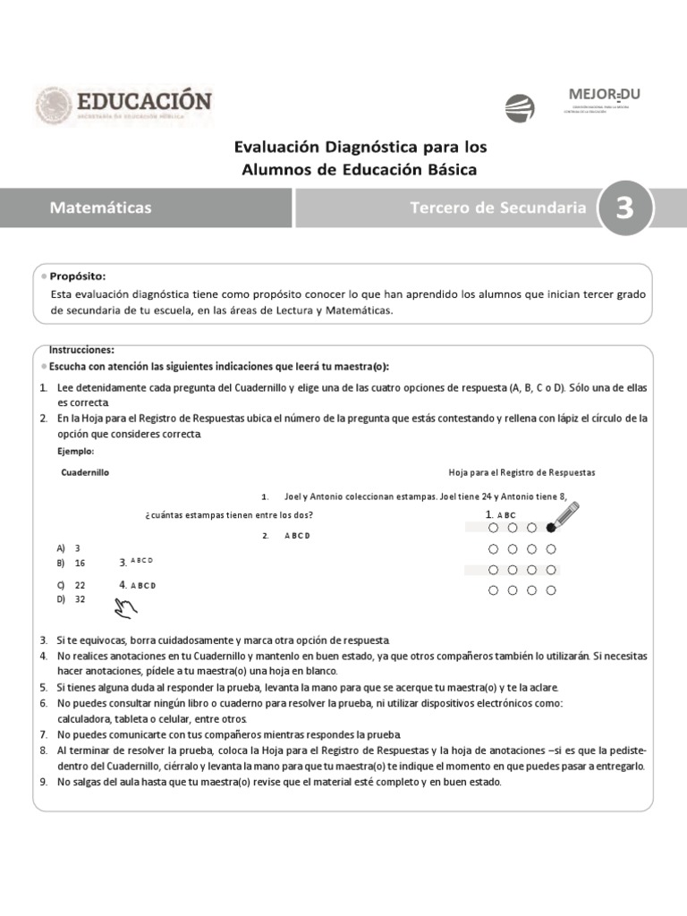 Prueba MATEMATICAS 3er Grado de Secundaria | PDF | Probabilidad | Velocidad