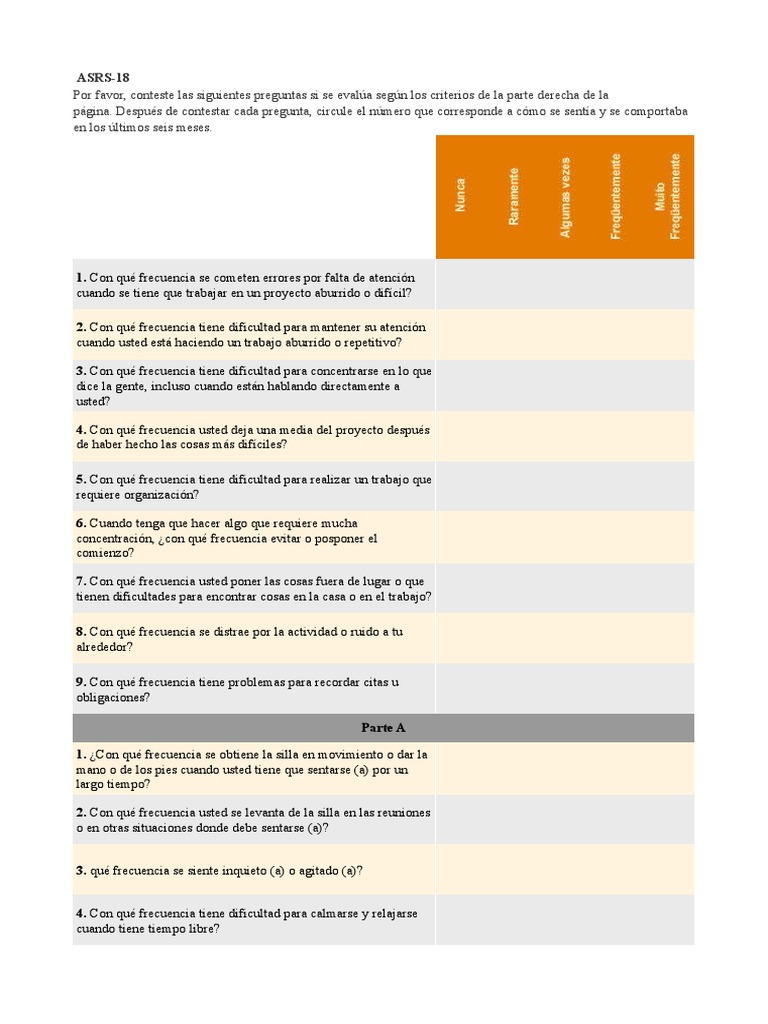Asrs-18 Screening Tdah Ad | PDF | Desorden hiperactivo y deficit de ...