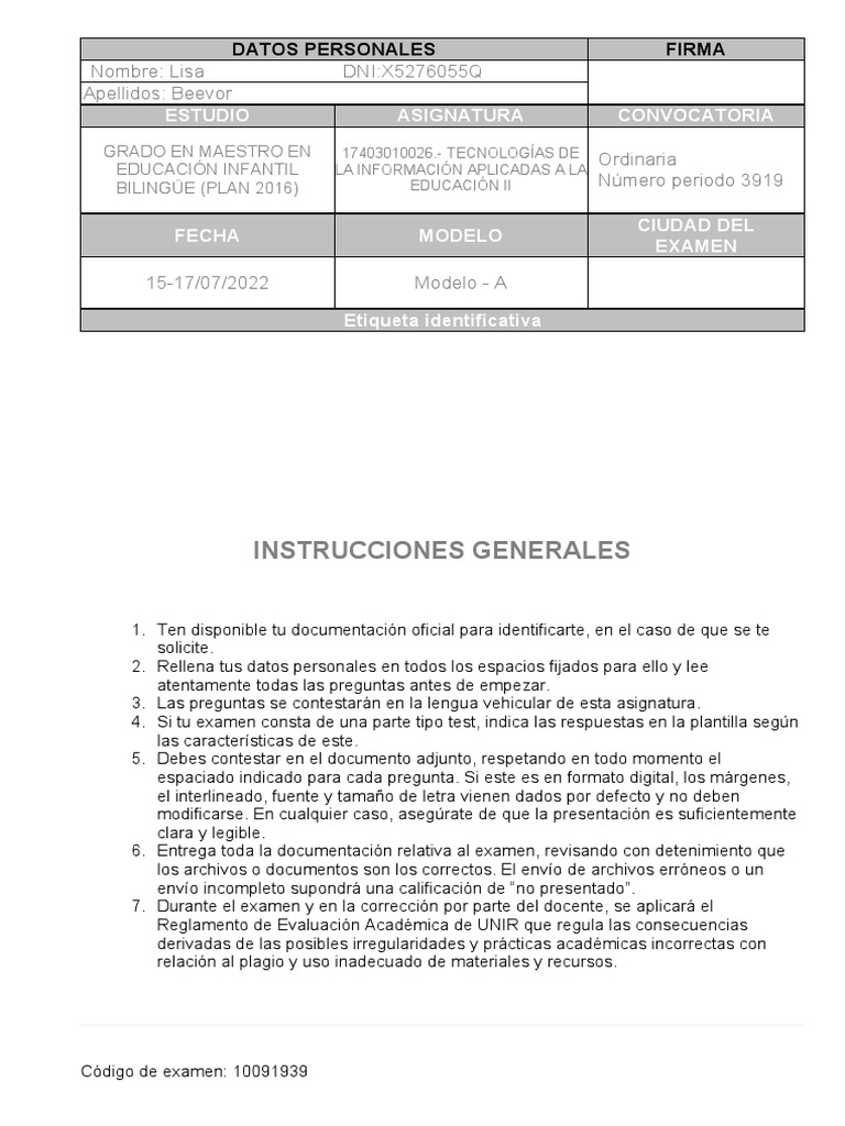Examen TIC II | PDF | Color | Prueba (evaluación)