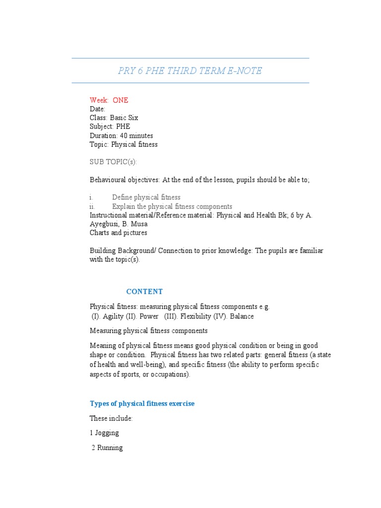 Pry 6 Phe 3RD Term | Download Free PDF | Infection | Swimming (Sport)