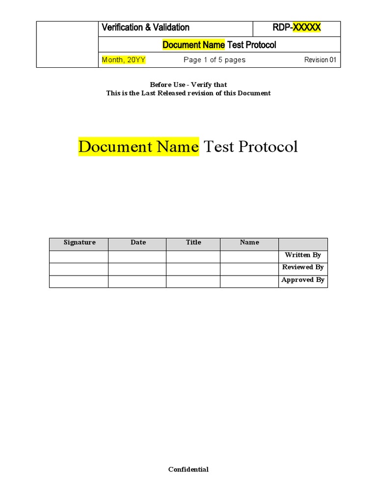 Rdp Xxxxx Test Protocol Temp Pdf Verification And Validation Computing 
