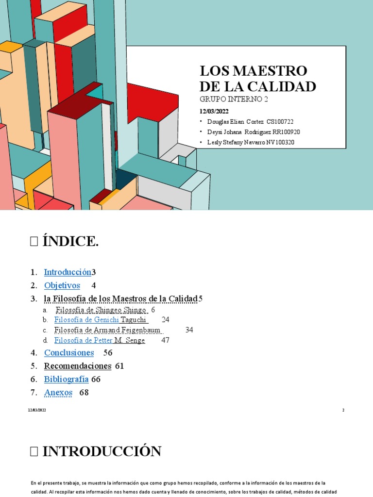 Los Maestro de La Calidad GRUPO 2 | PDF | Lean Manufacturing | Calidad (comercial)