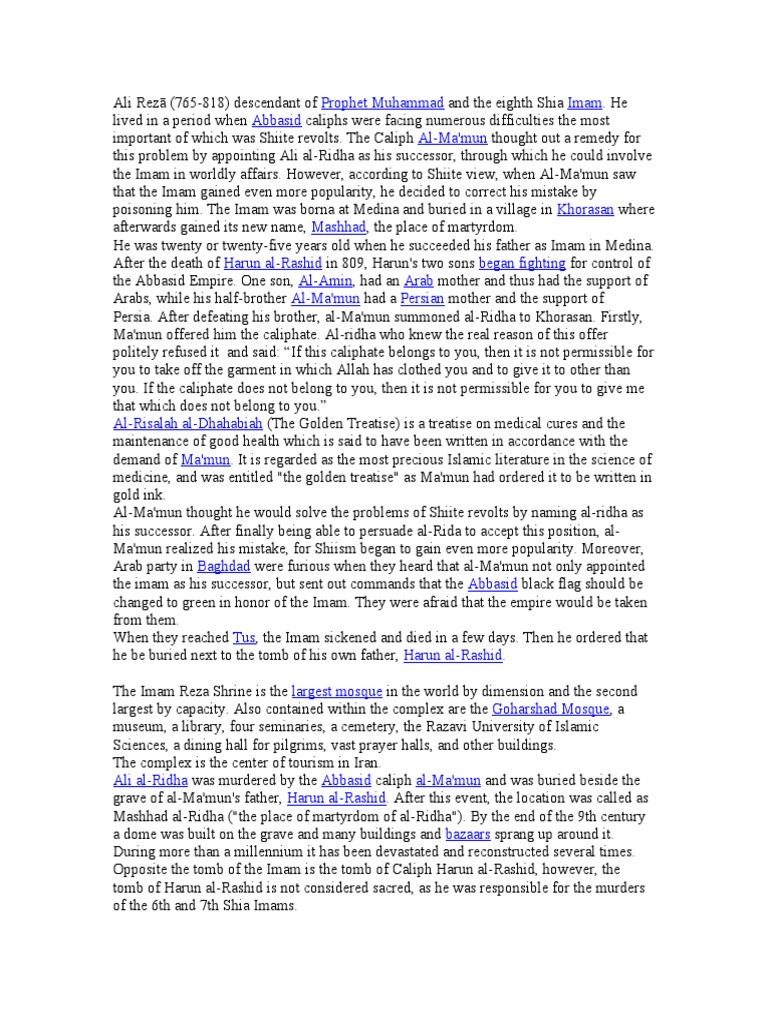 Ali Ibn Musa Al | PDF | Middle East | Shia Islam