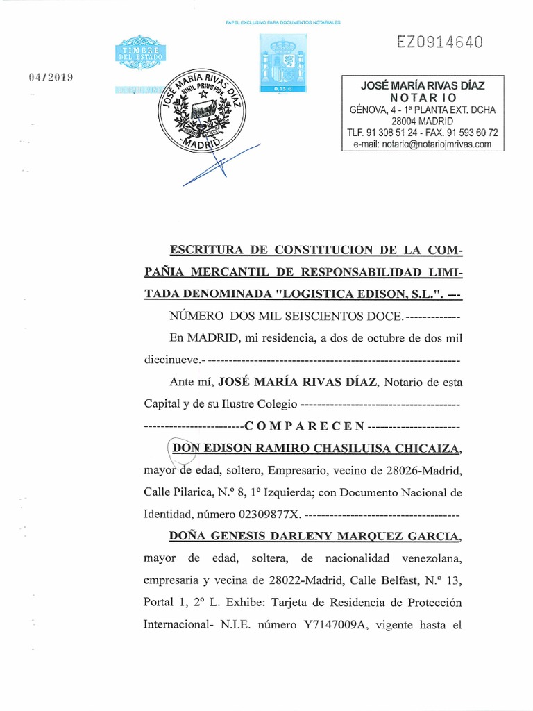 Escritura Constitucion | PDF