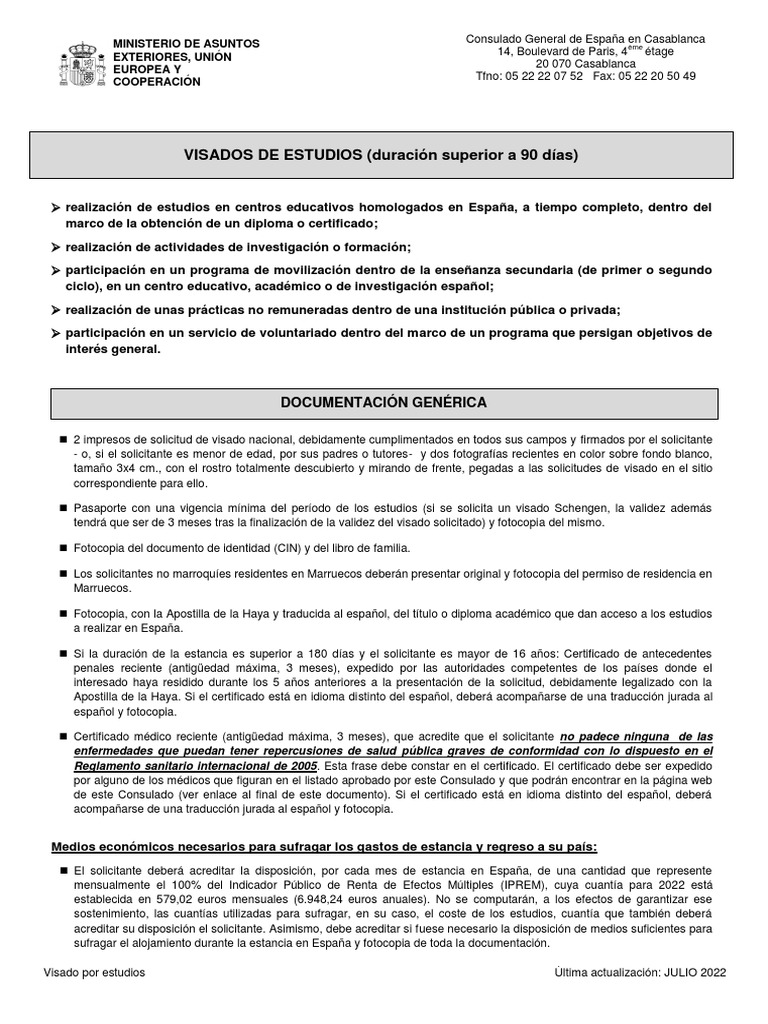 Requisitos Visado Estudios | PDF | Visa de viaje | España