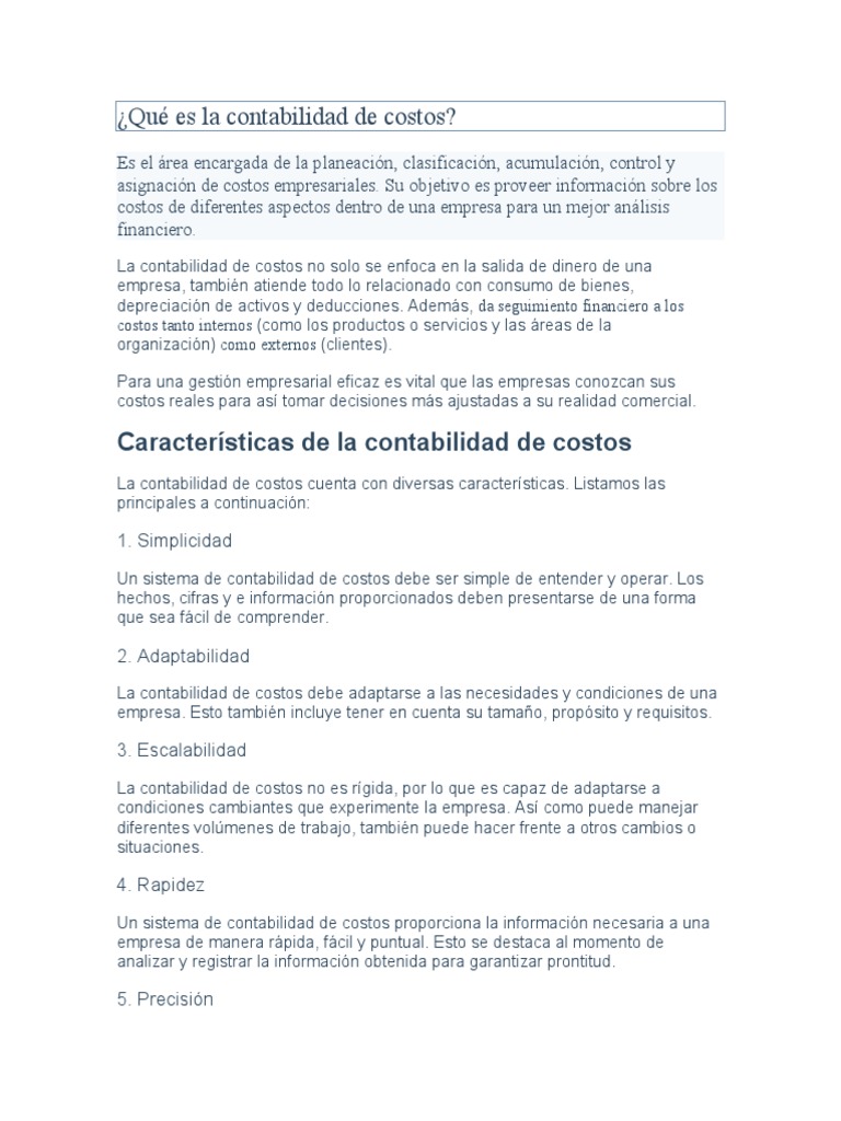 Contabilidad de Costos: Guía Completa | PDF