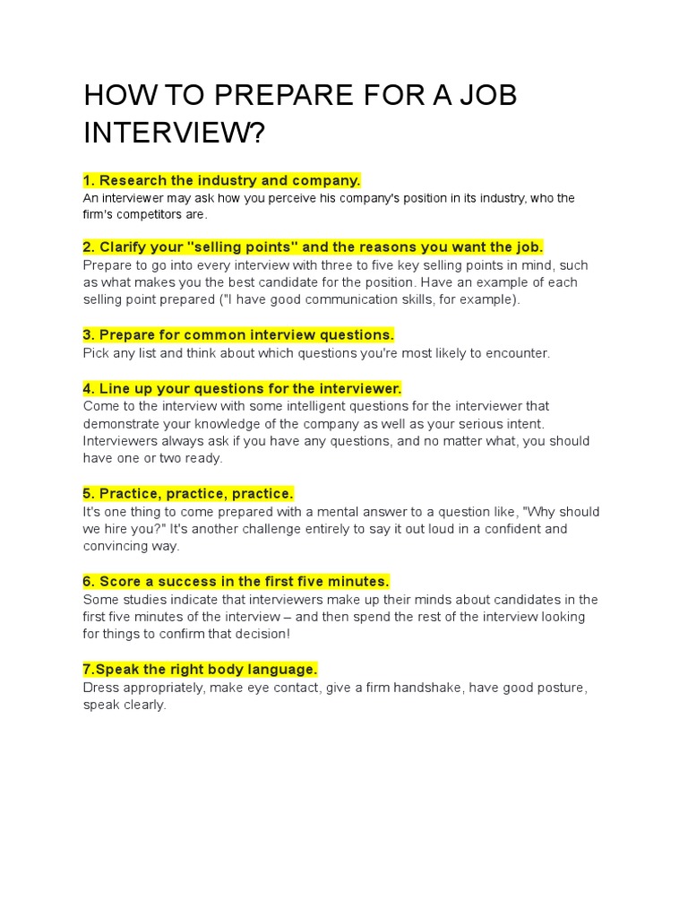 How To Prepare For A Job Interview? | PDF | Creativity | Mind