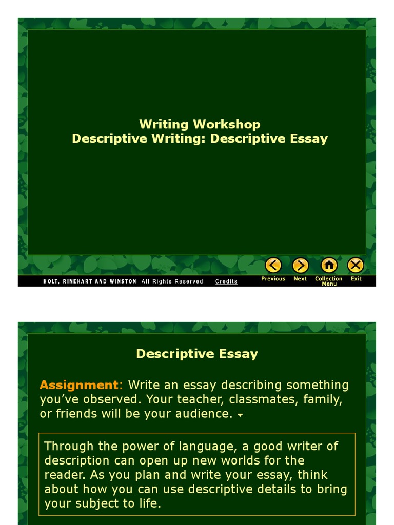 Writing Workshop Descriptive Writing | PDF | Essays