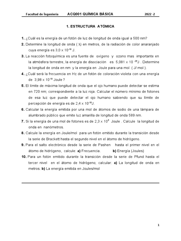 Separata 1 Estructura Atómica | PDF