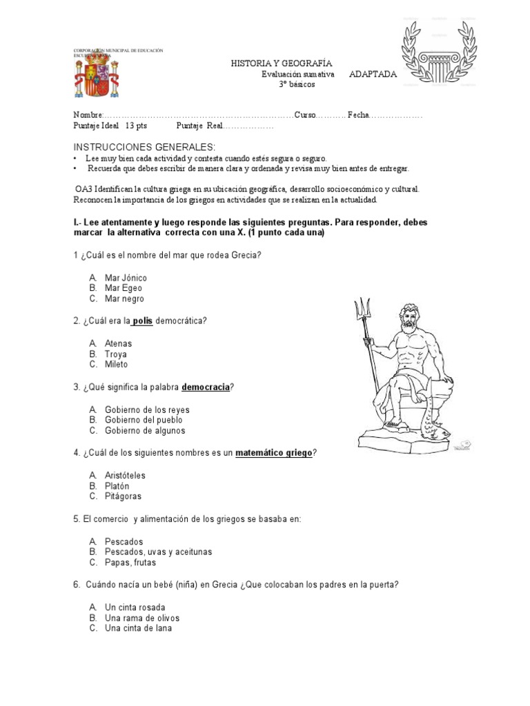 Prueba Grecia | PDF | Antigua Grecia | Grecia