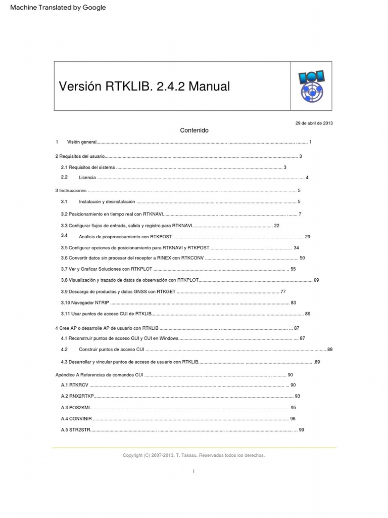 Manual 2.4.2 Rtklib ESPAÑOL | PDF | Protocolo de Control de Transmisión ...