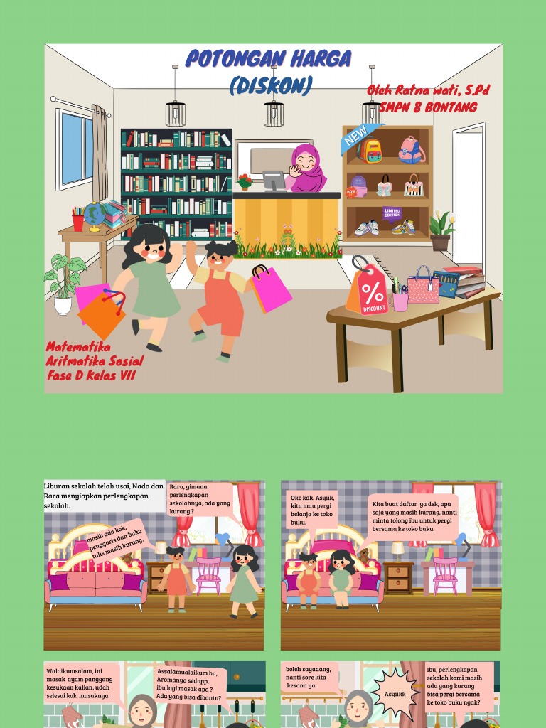 Bahan Ajar Komik Matematika Aritmatika Sosial | PDF
