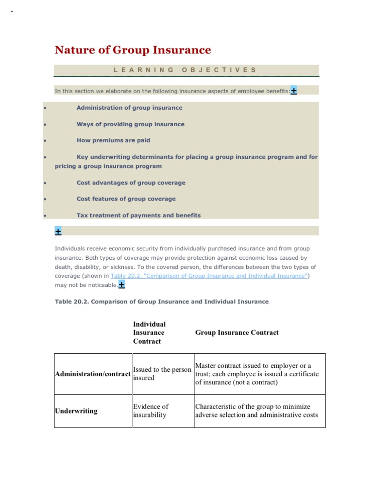 Nature of Group Insurance | PDF | Self Insurance | Insurance