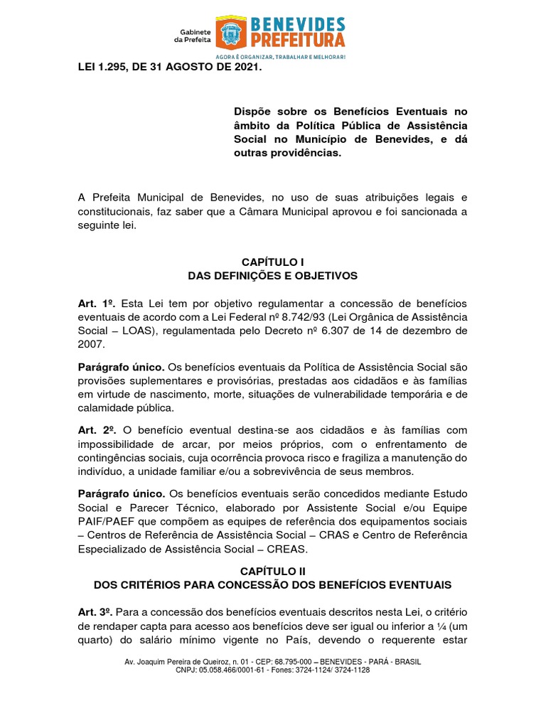 Benefícios Eventuais em Benevides-PA | PDF | Família | Aluguel