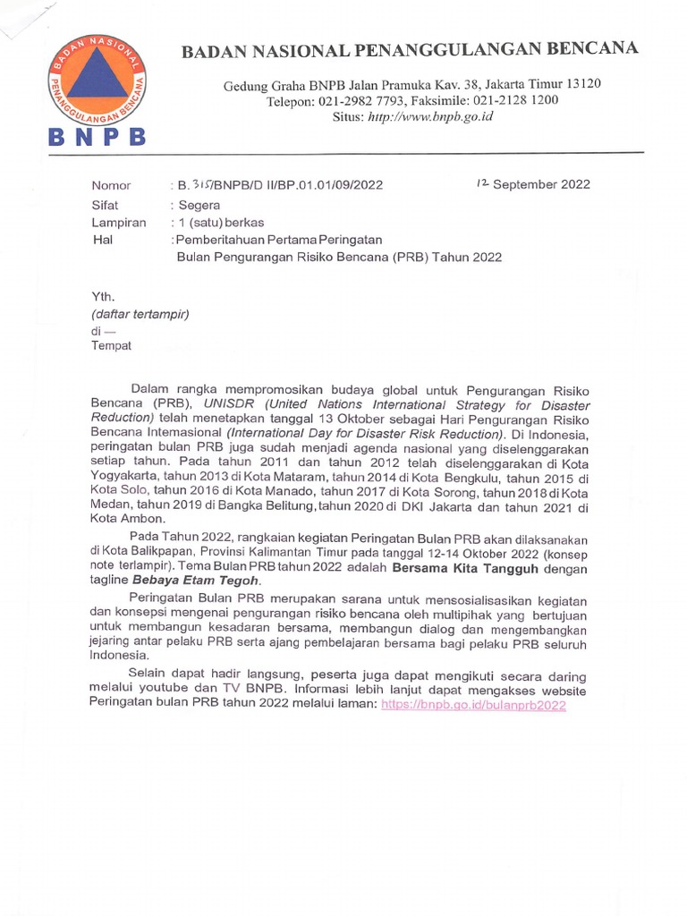 1st Announcement - Bulan PRB 2022 | PDF