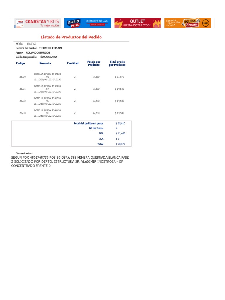 Solped - Tinta Impresora Concentrado (002) - Prisa 1860369 | PDF