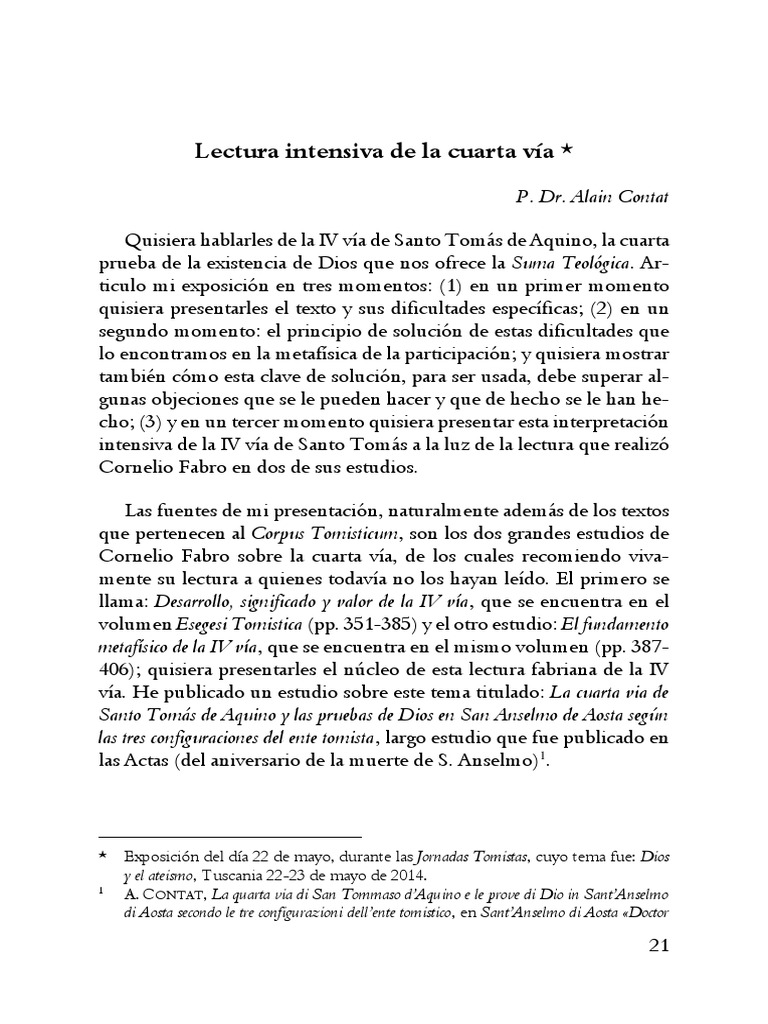 Lectura Intensiva de La Cuarta Via | PDF | Tomás de Aquino | Metafísica