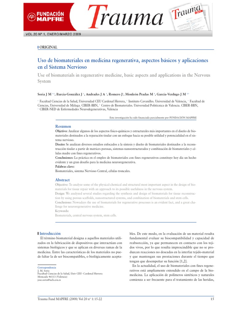 Uso de Biomateriales en Medicina Regenerativa - Revista Truma | PDF ...