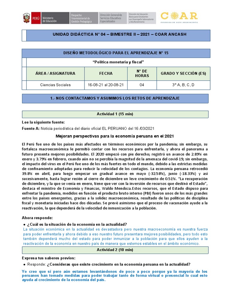 DMpA 15 - CCSS | PDF | Inflación | La política monetaria