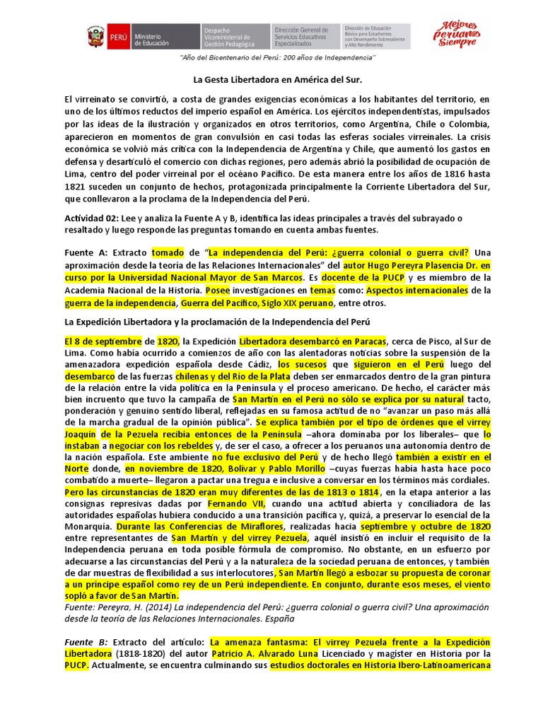 Dmpa 19 3ero Ccss V Unidad | PDF | Perú | España