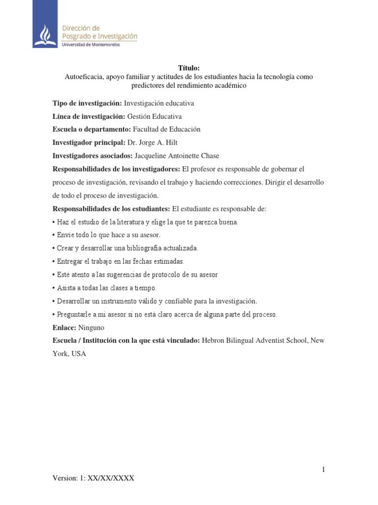 Chase - Protocol - 7 Spanish | PDF | Autoeficacia | Aprendizaje