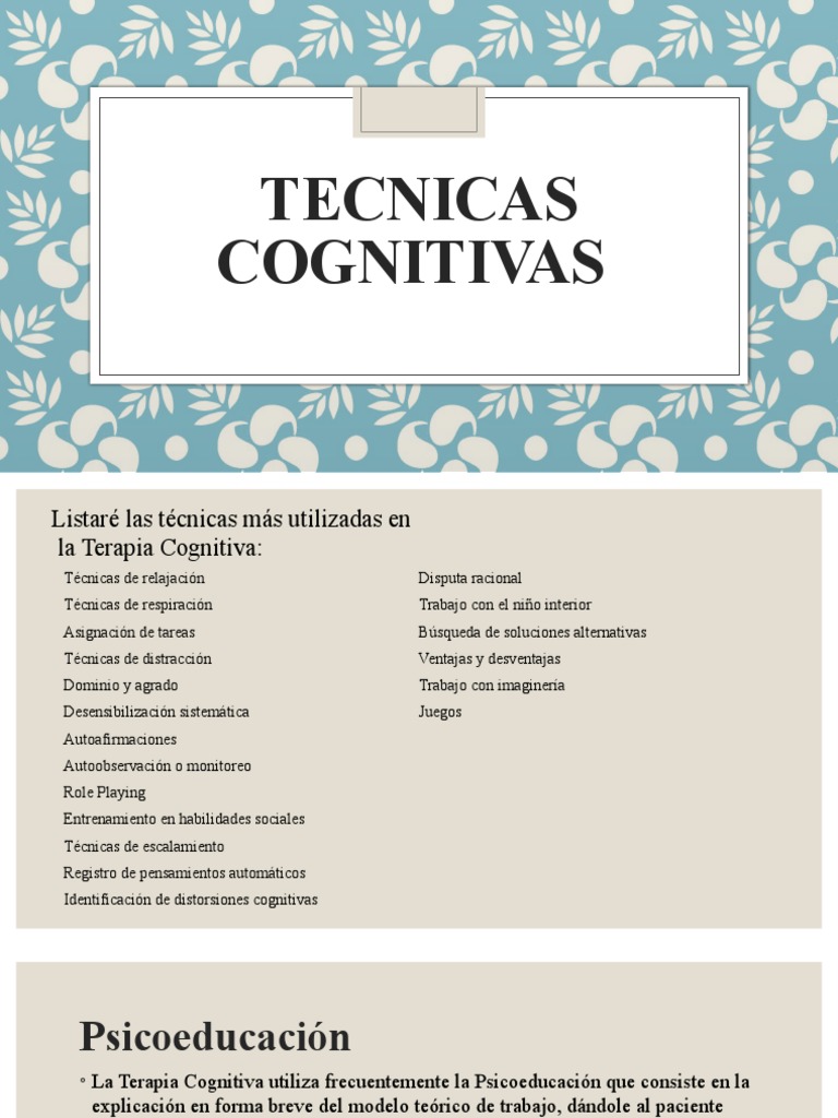 Tecnicas Cognitivas | PDF | Terapia cognitiva | Pensamiento