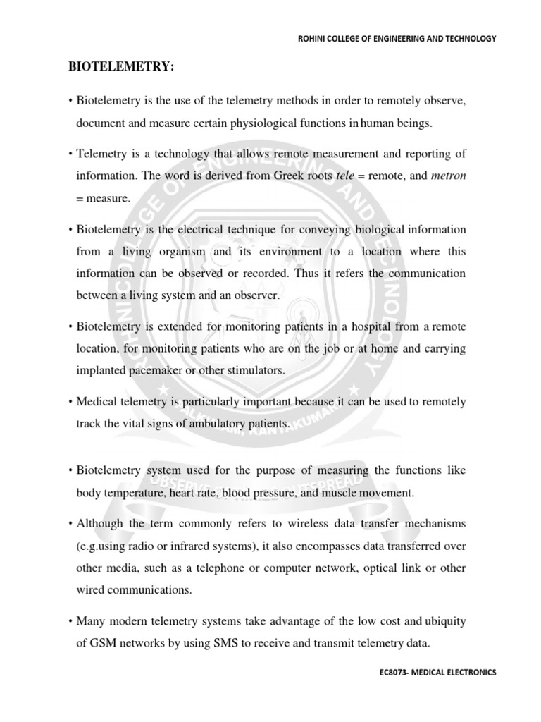 Remote Monitoring of Physiological Signals: An Overview of Biotelemetry Systems | PDF ...