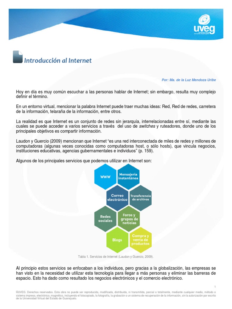 Introducción Al Internet: Por: Ma. de La Luz Mendoza Uribe | PDF | Protocolos de internet | Red ...