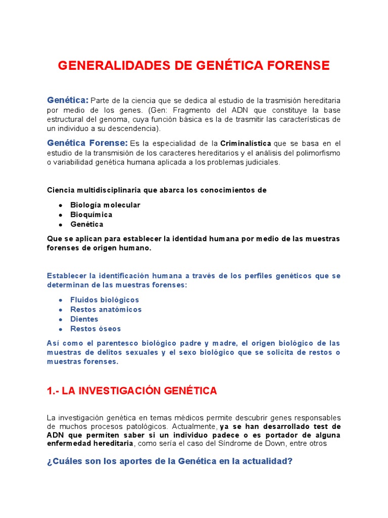 Genetica Forense | PDF | Gene | Genética