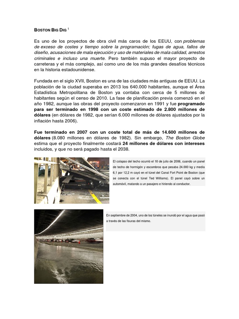 Desafíos del Big Dig en Boston | PDF | Túnel | La congestión del tráfico