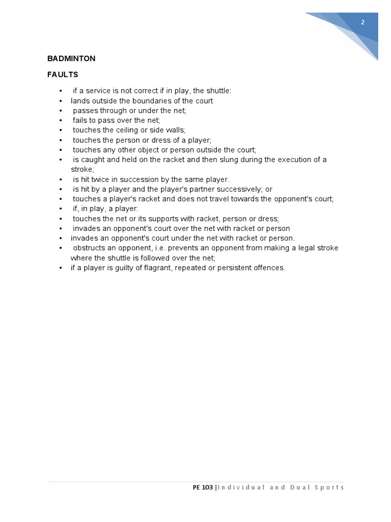 Badminton FAULTS | PDF
