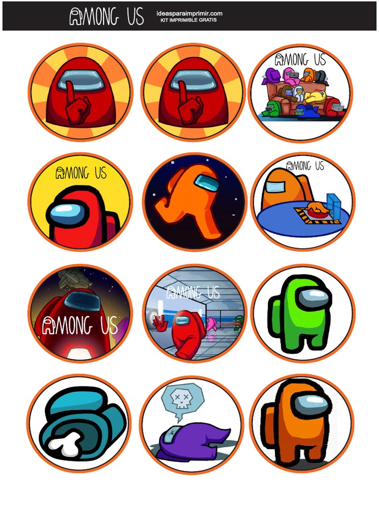 Among Us Toppers Stickers Circulos Kit Imprimible Amongus Gratis | PDF