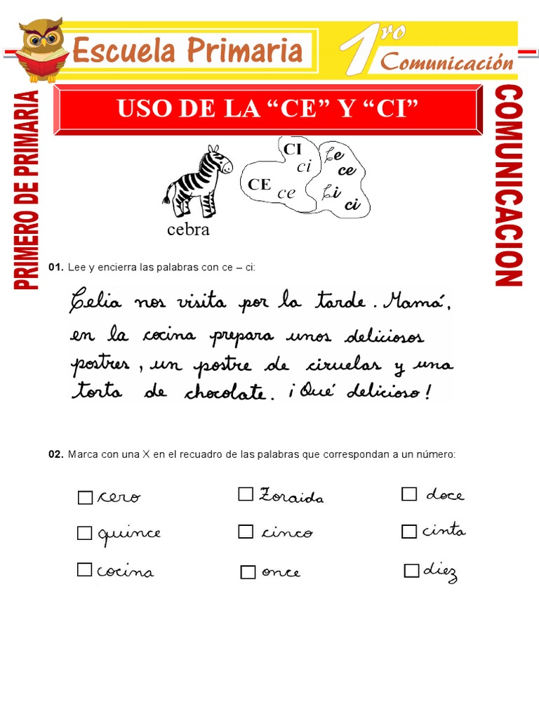 Uso de La Ce y Ci para Primero de Primaria | PDF | Alimentos | Cocina