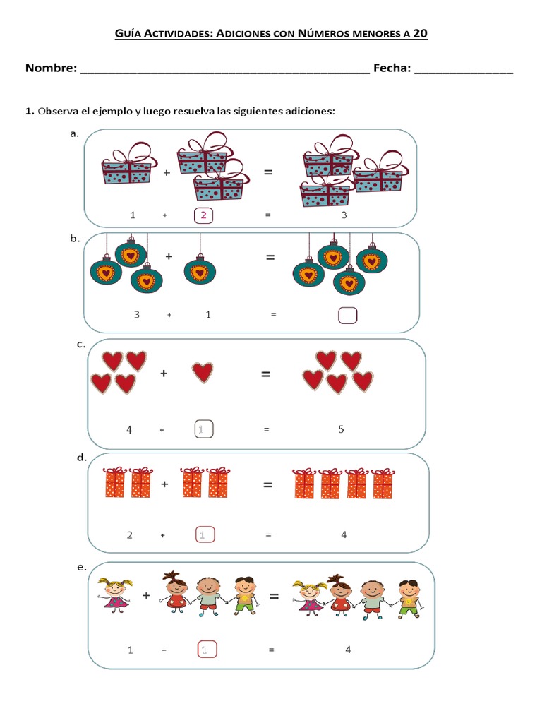 4guia Adiciones y Sustracciones Menores A 20 | PDF