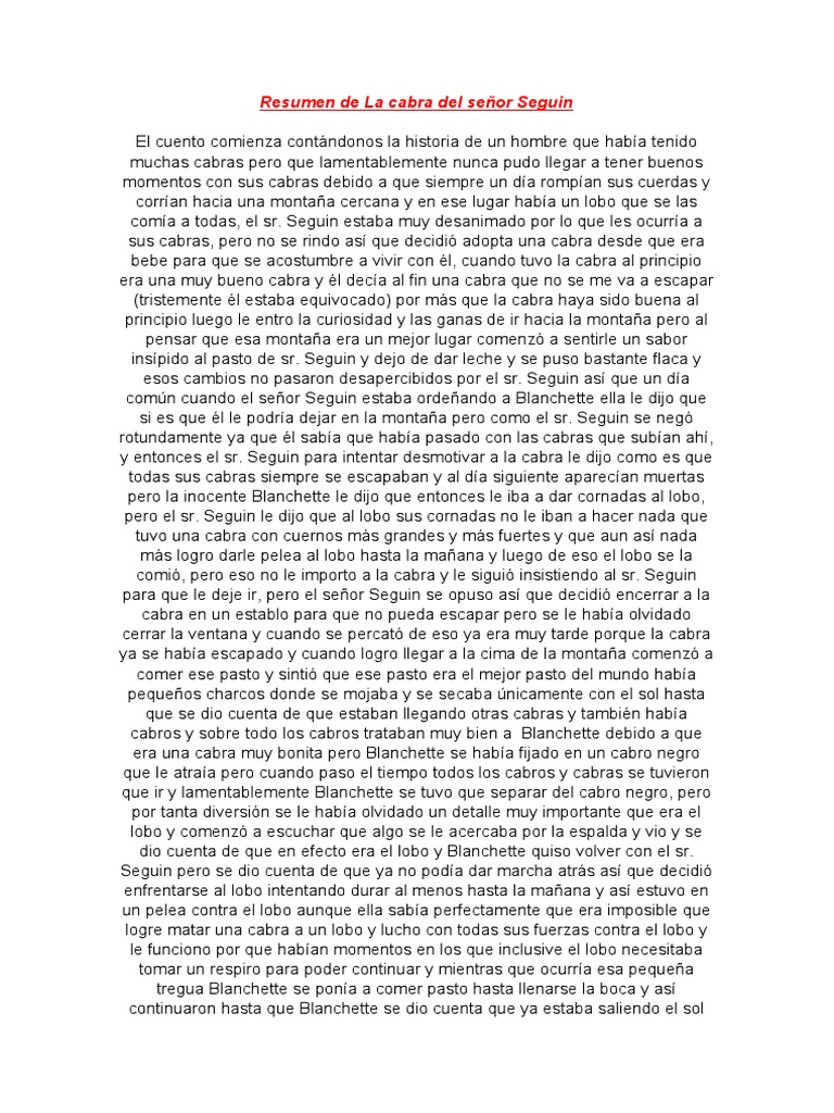 Resumen de La Cabra Del Señor Seguin | PDF | Cabra