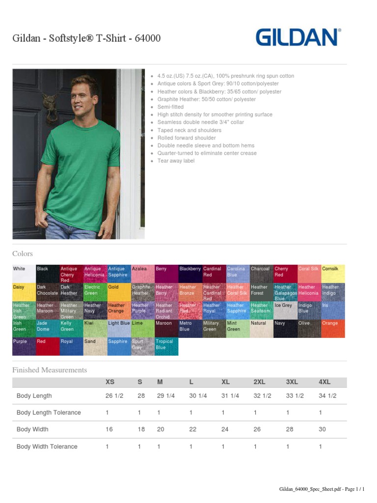 Gildan 64000 Spec Sheet.pdf (1) | PDF