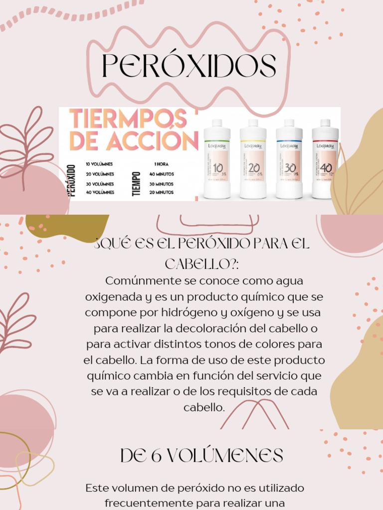 Tipos y Volúmenes de Peróxido para Cabello | PDF | Peróxido | Color