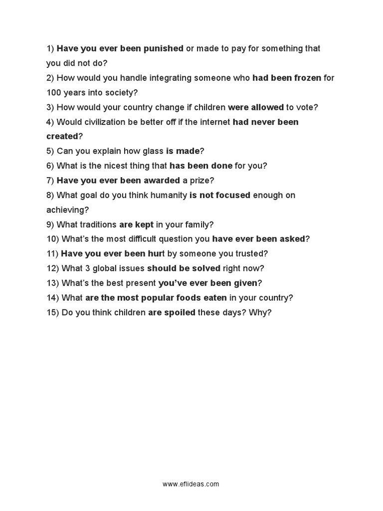 Passive Conversation Questions | PDF