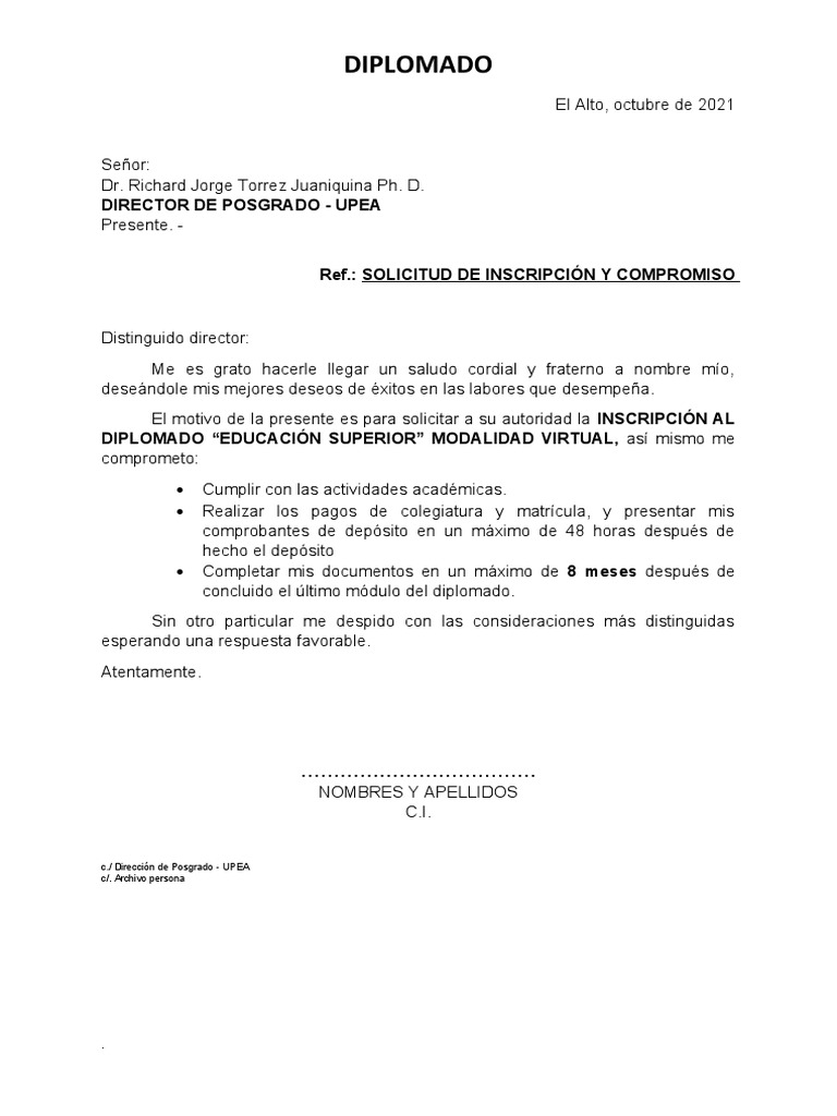 Formato Carta Posgrado | PDF | Crecimiento personal y profesional