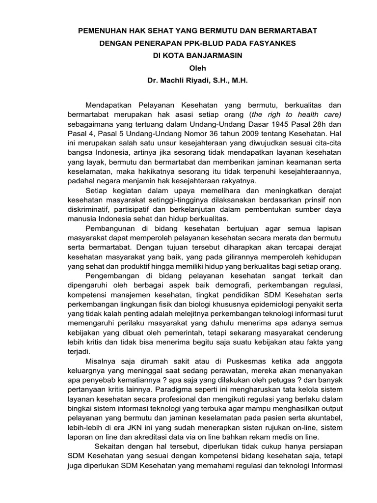 PELAYANAN KESEHATAN YANG BERKUALITAS by Machli Riyadi | PDF