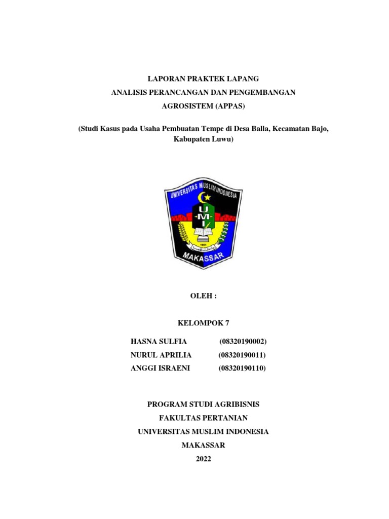 Laporan Praktek Lapang Appas - ' Kelompok 7 | PDF