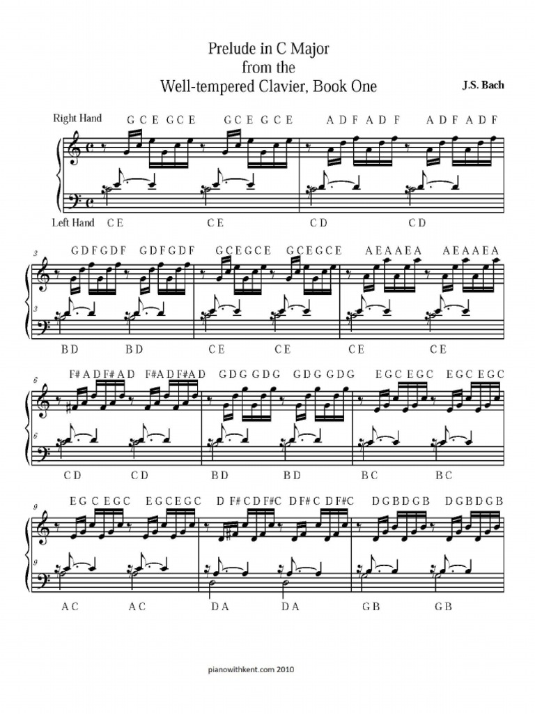 Bach Prelude One in C Pianowithkent x8p6qs | PDF