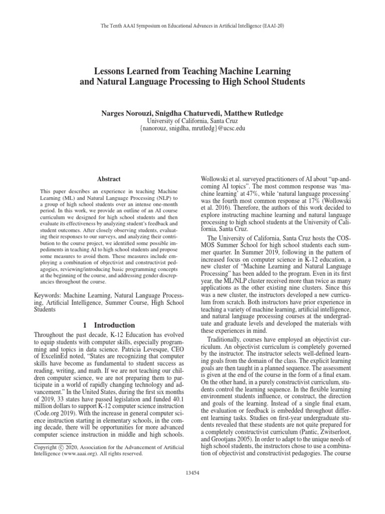 Lessons Learned From Teaching Machine Learning and Natural Language ...