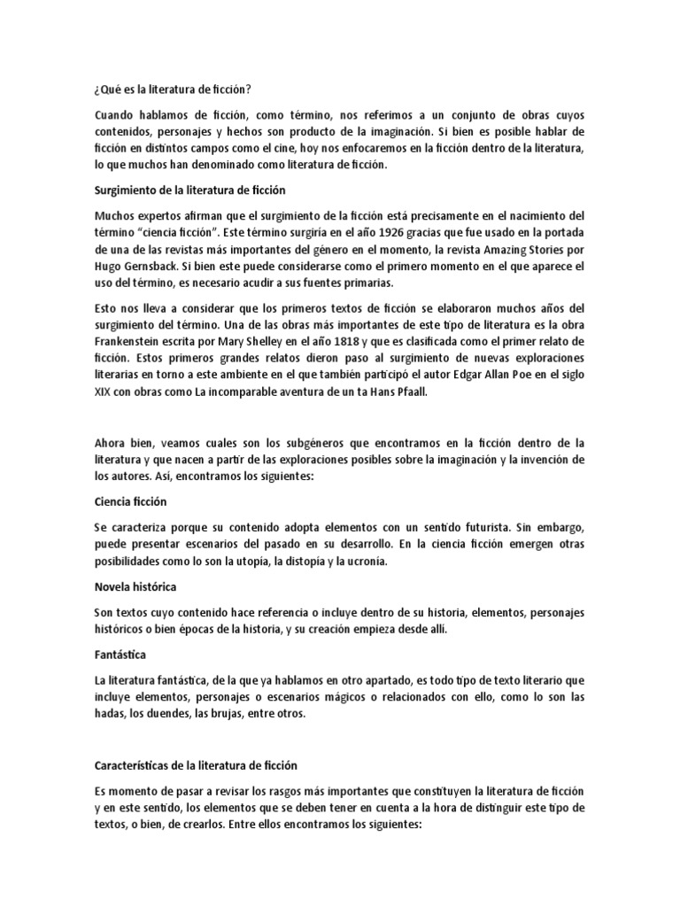 Qué Es La Literatura de Ficción | PDF | Ciencia ficción | Las artes