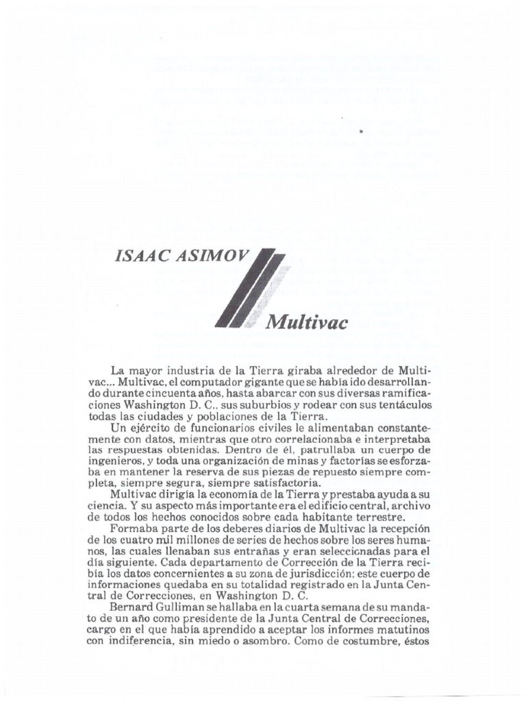 Multivac Isaac Asimov | PDF