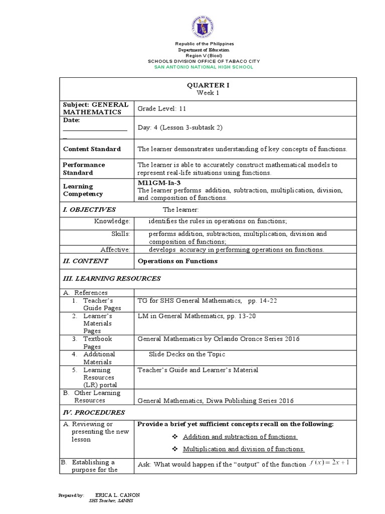 Week 1. Day 4 (Lesson 3-Subtask 2) | PDF | Function (Mathematics) | Learning