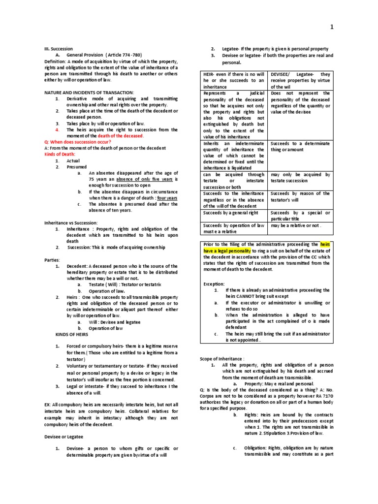 Succession | PDF | Will And Testament | Intestacy