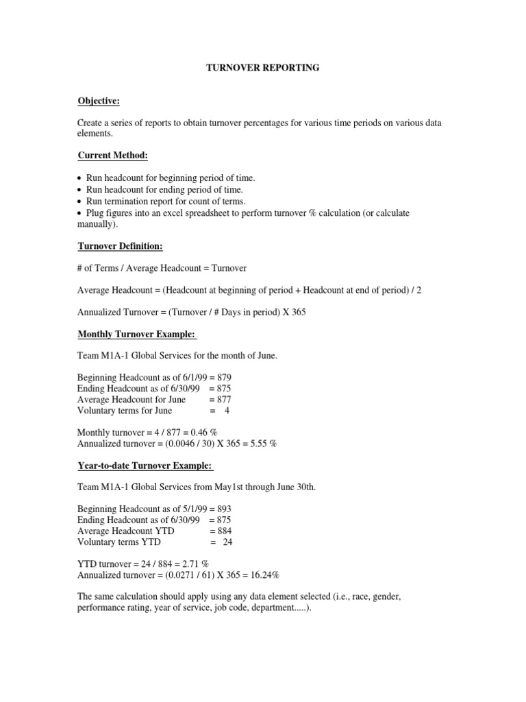 Examples Turnover Reporting | PDF | Turnover (Employment) | Layoff