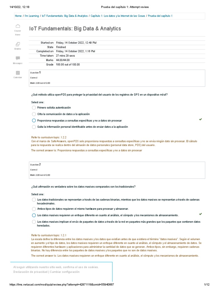 Prueba del capítulo 1_ Attempt review_ | PDF | Big Data | Cookie HTTP
